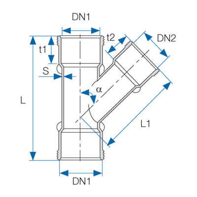 Single branch 45º 50/50/40/45 - Huliot advanced flow systems
