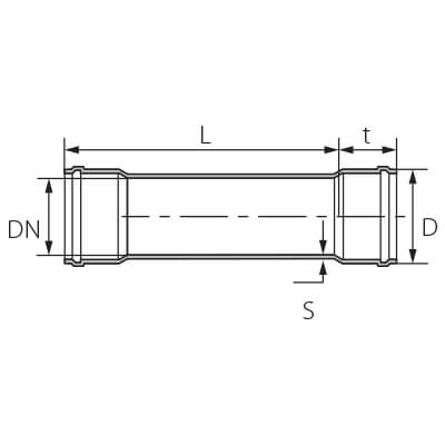 USDM Silent Pipe Double Sockets Ø40 L-1000 - Huliot advanced flow systems